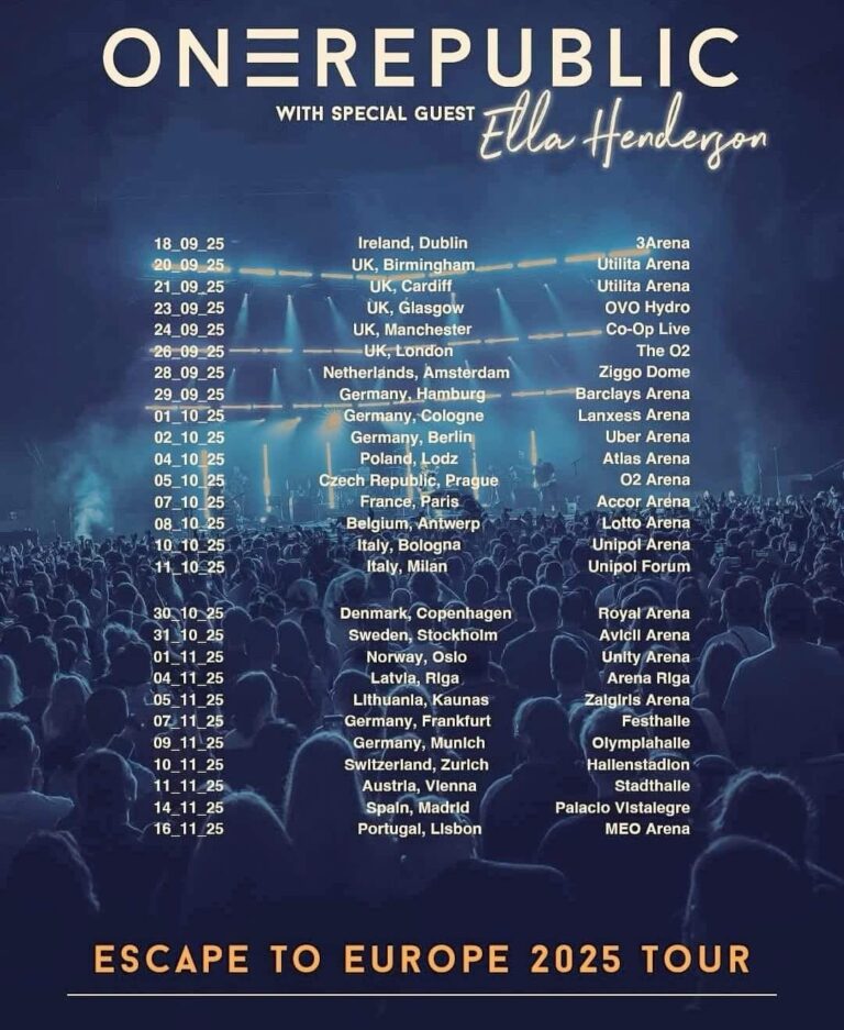 OneRepublic Announces ‘Escape to Europe’ 2025 Tour – FestivalsandTours.eu