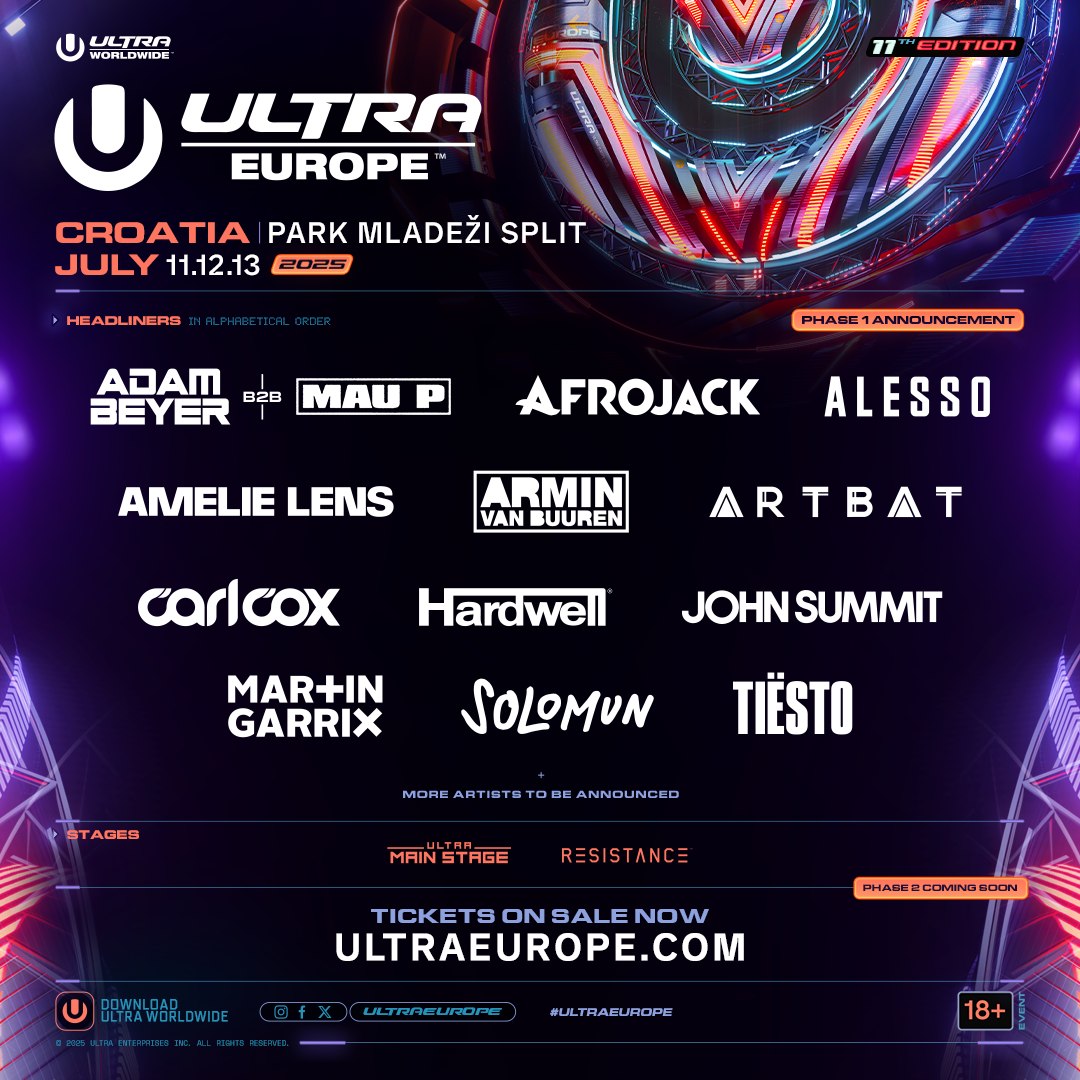 Ultra Europe 2025 Phase 1 Lineup Revealed – FestivalsandTours.eu